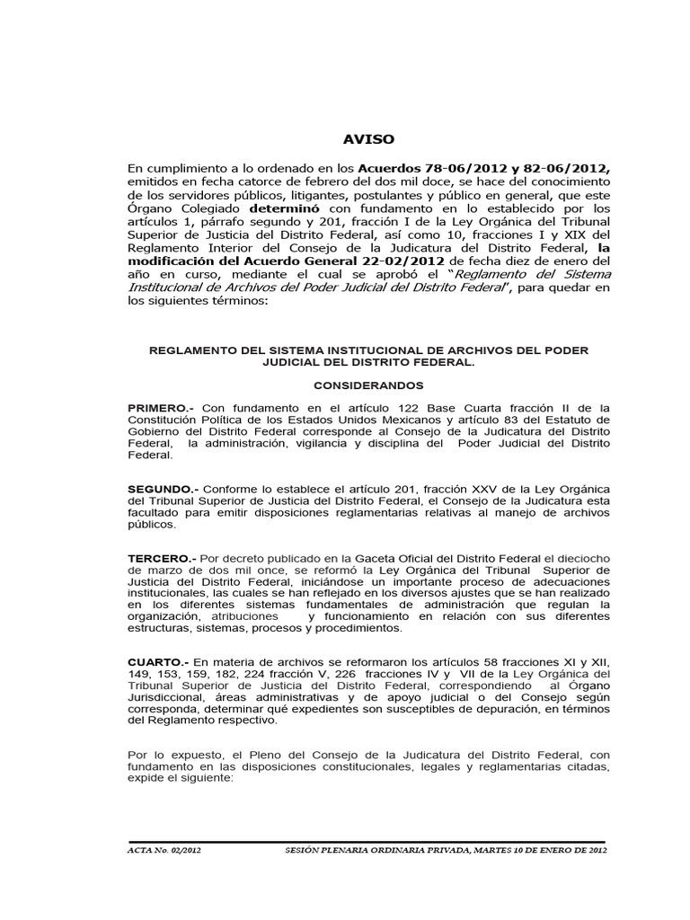 Reglamento Archivos Judiciales DF | PDF | Judicaturas | Documento