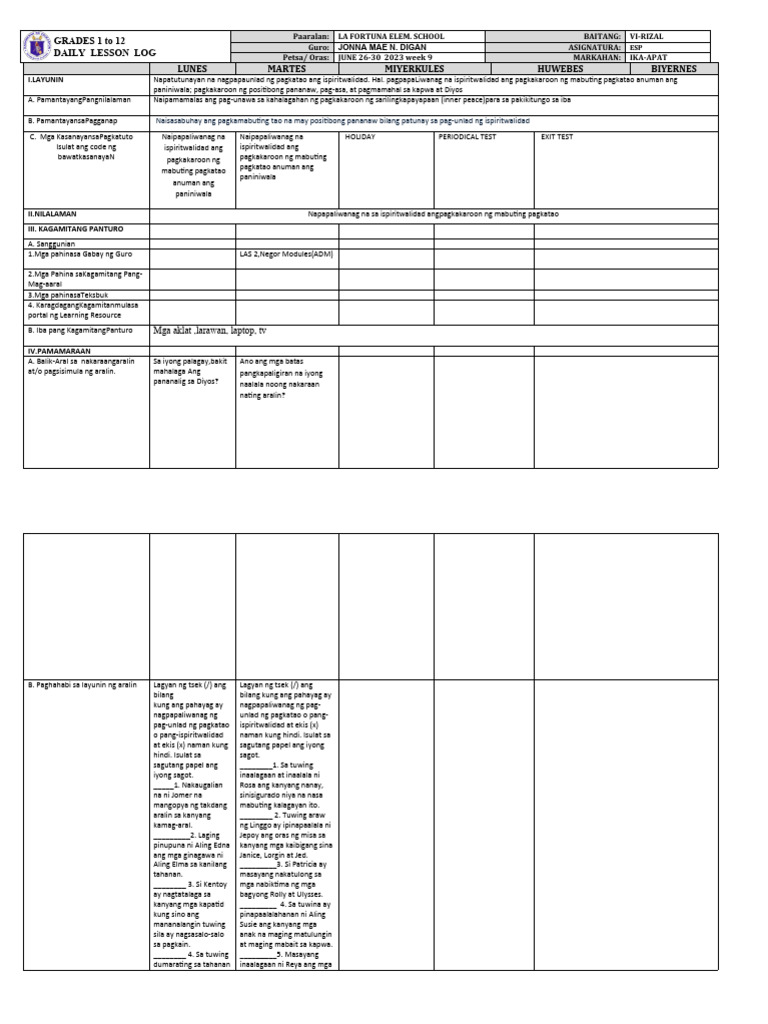DLL Esp Week2 Q4 | PDF