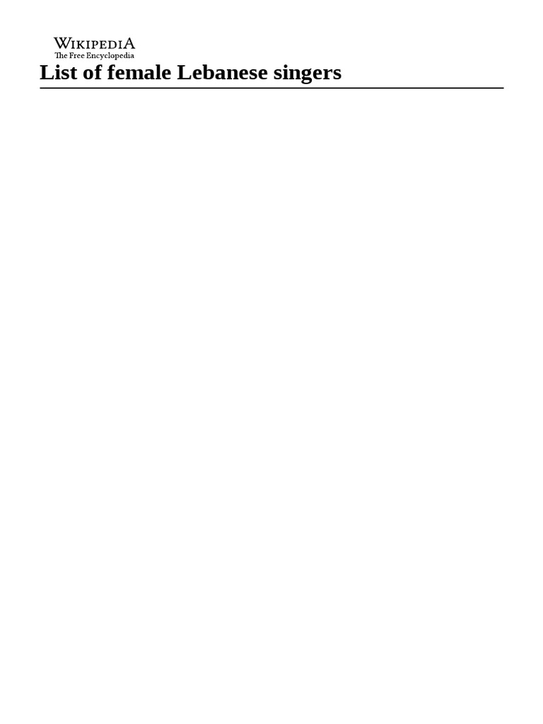 List of Female Lebanese Singers | PDF | Lebanon