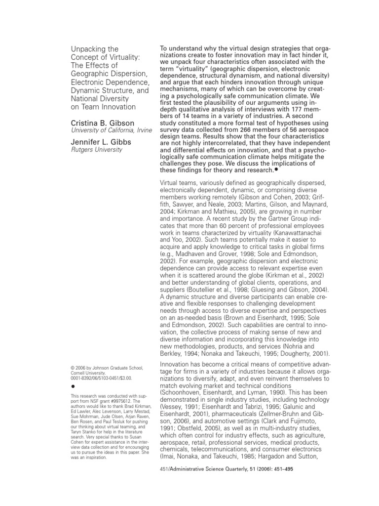 Gibson And Gibbs Pdf Innovation Communication