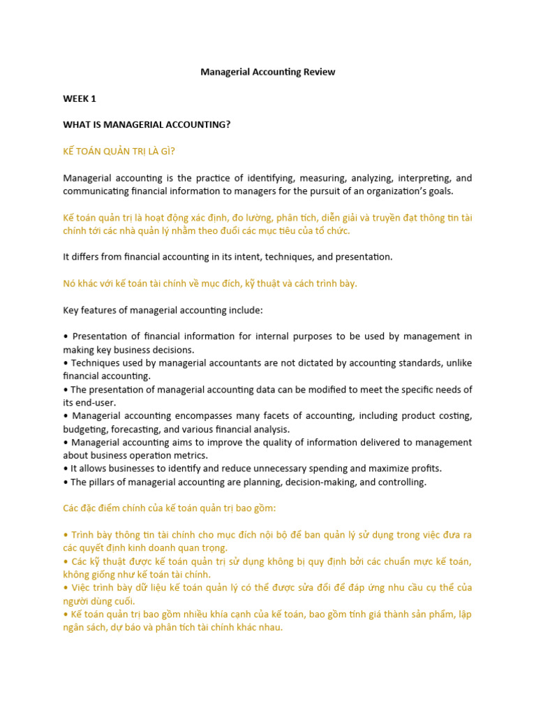 Managerial Accounting Review | PDF