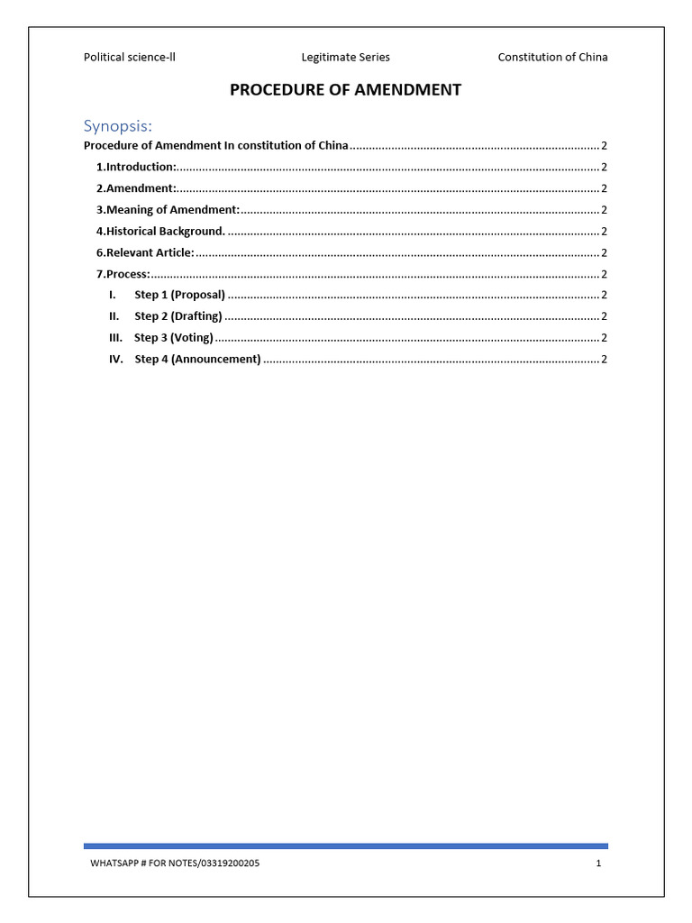 PROCEDURE OF AMENDMENT of China | PDF | Constitutional Amendment ...