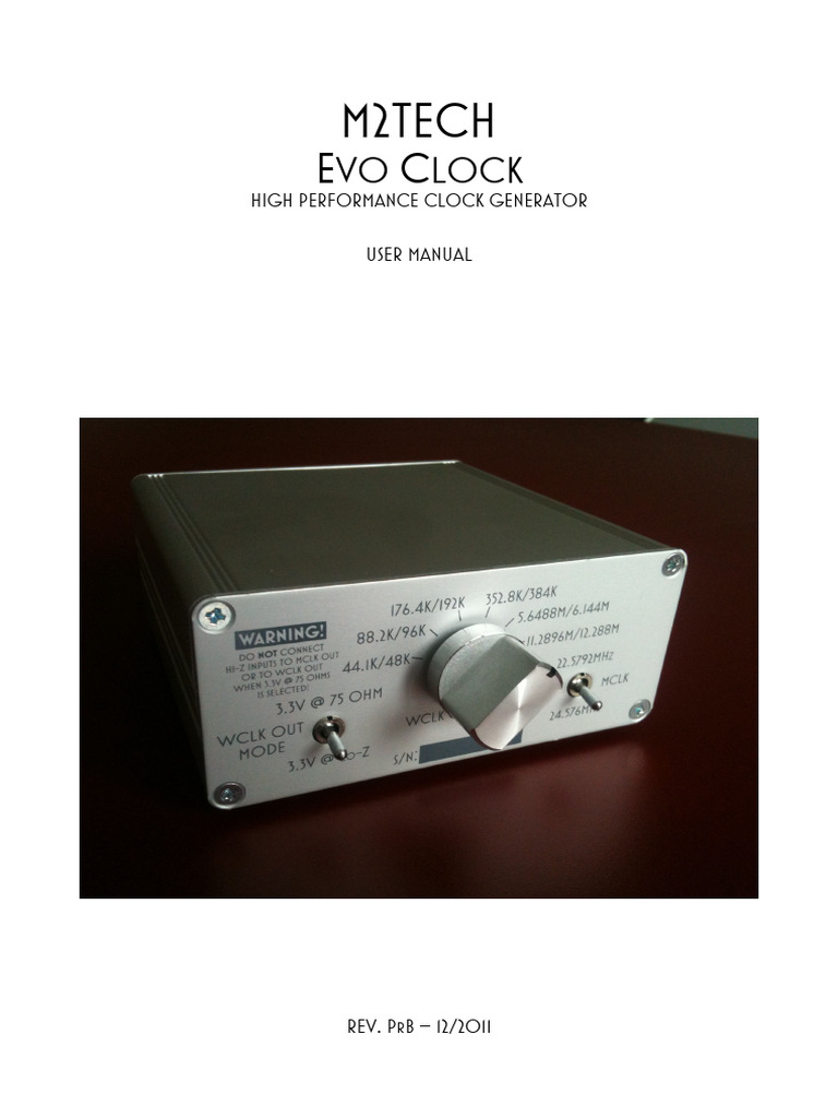 Evo Clock User Manual PRB | PDF | Power Supply | Electrical Impedance
