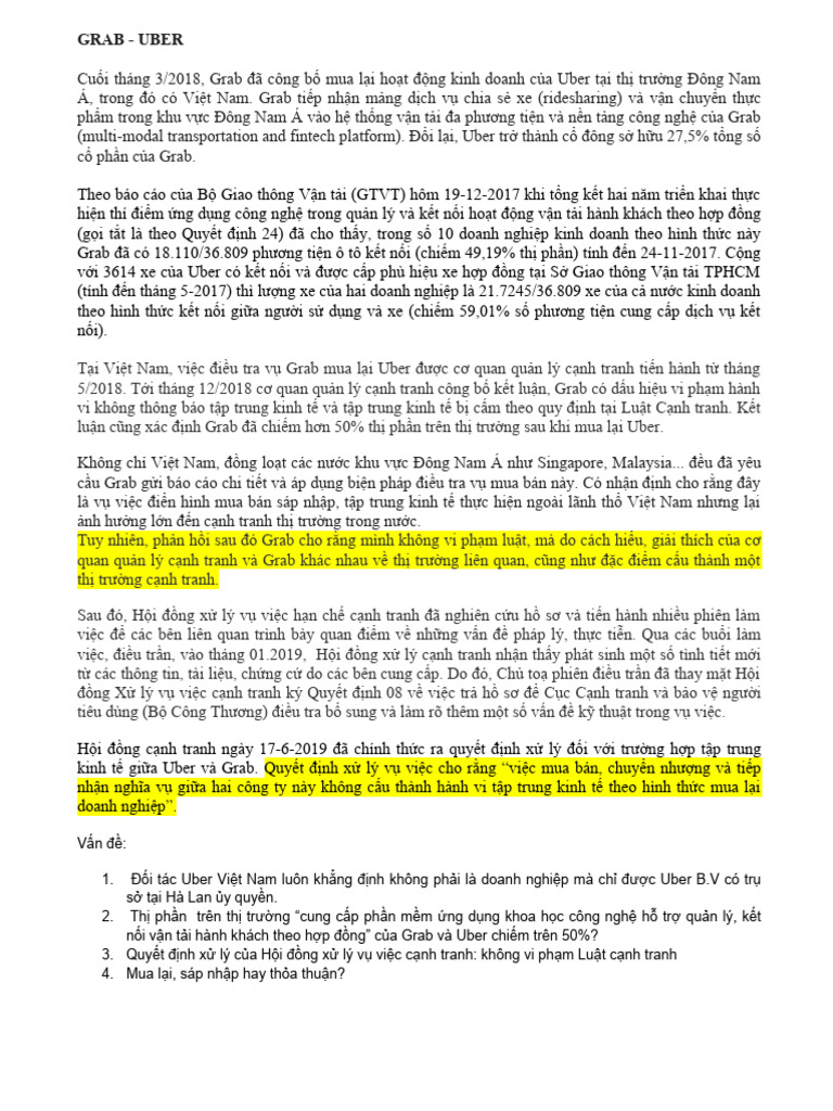 GRAB Vs UBER | PDF