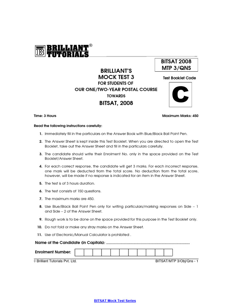 BITSAT Sample Paper 1 New | PDF | Frequency Modulation | Electronic ...