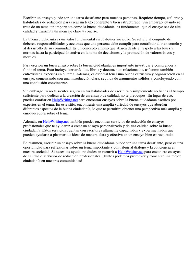 Ensayo Sobre La Buena Ciudadanía | PDF | Ensayos