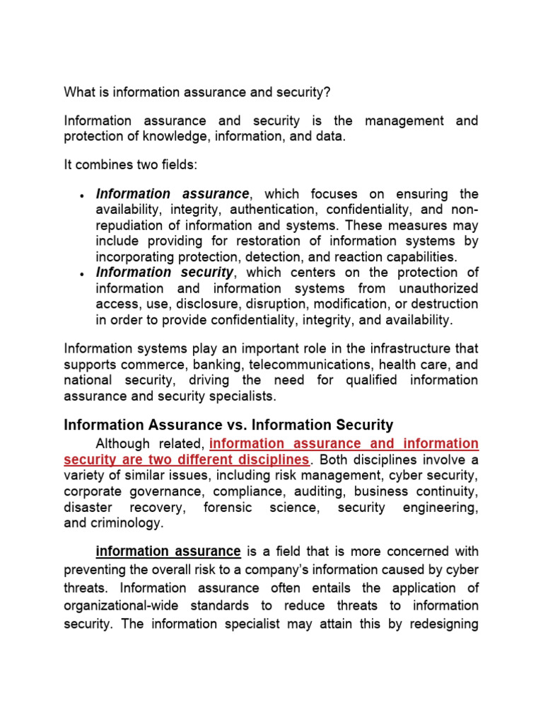 What Is Information Assurance and Security | PDF | Information Security ...