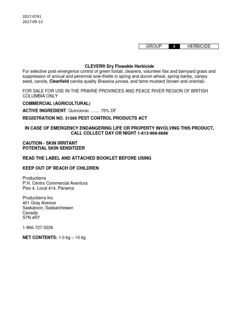 CLEVER Dry Flowable Herbicide | PDF | Herbicide | Weed