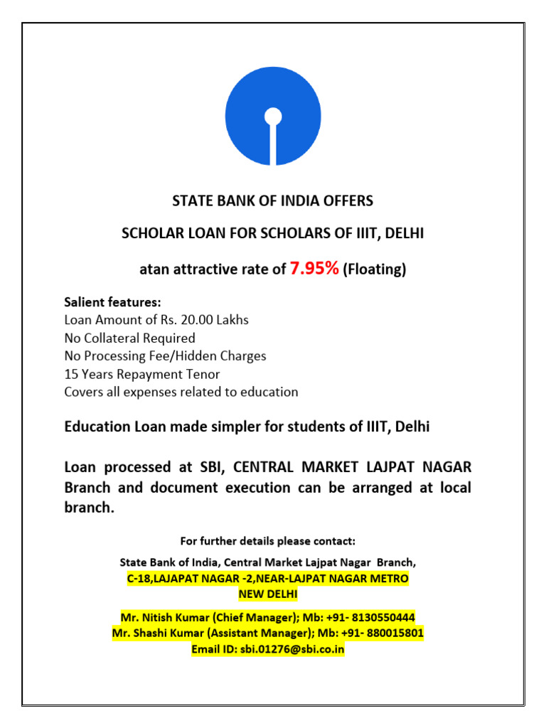 Scholar Loan Brochure IIIT2682022 | PDF | Loans | Identity Document