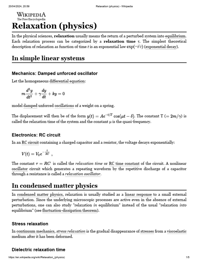 Relaxation (Physics) - SC5 | PDF | Applied And Interdisciplinary Physics | Physical Sciences