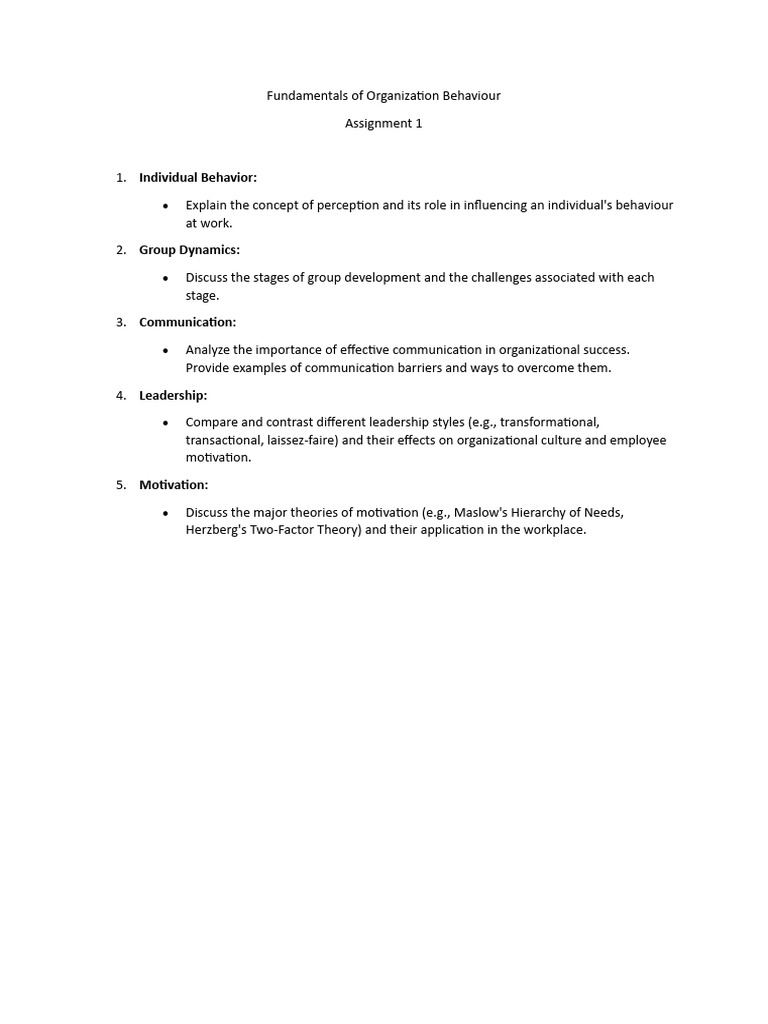 Fundamentals of Organization Behaviour 1 | PDF