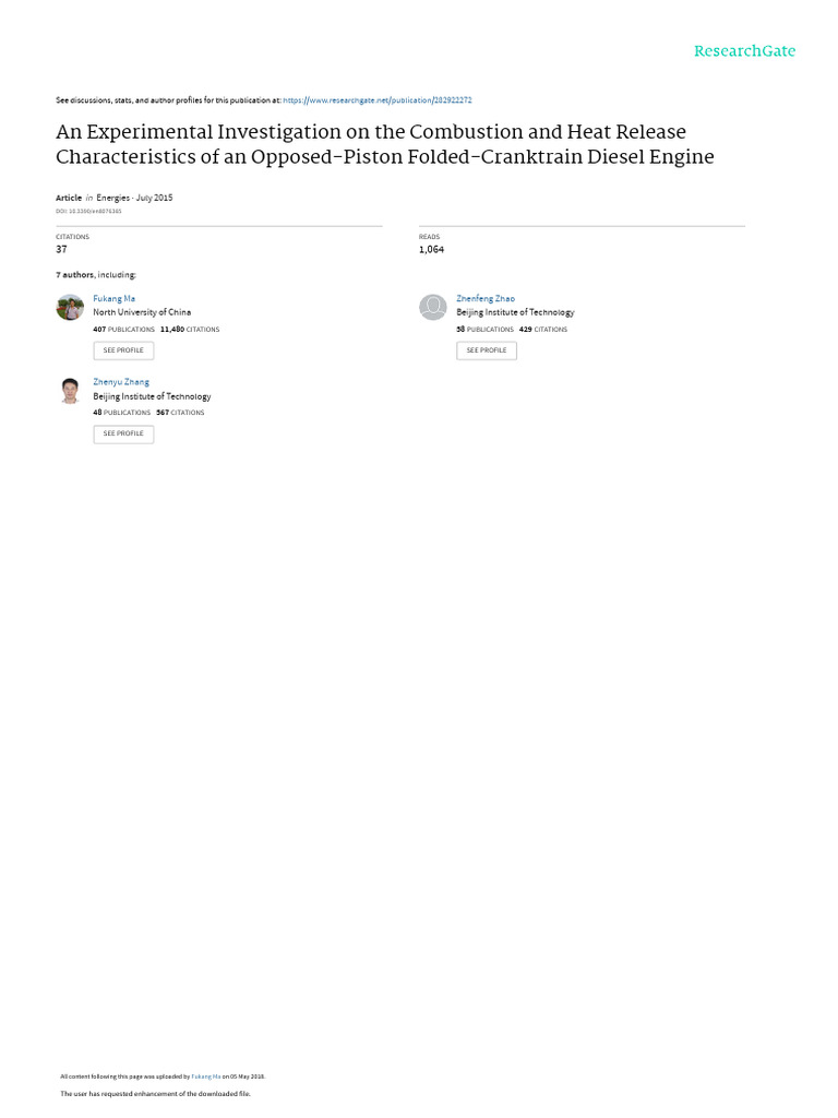 OPFC Diesel Engine Combustion Study | PDF | Diesel Engine | Exergy