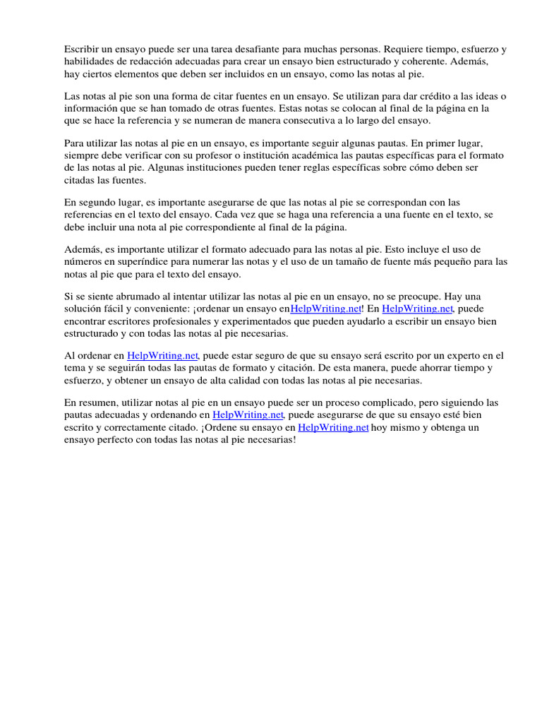 Cómo Utilizar Las Notas Al Pie en Un Ensayo | PDF | Ensayos ...