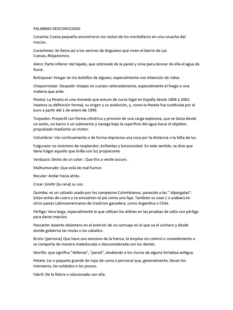 Palabras Desconocidas | PDF