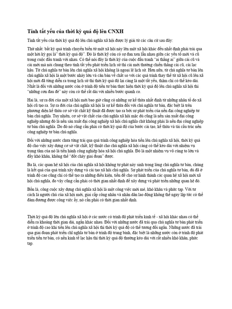 Tính tất yếu của thời kỳ quá độ lên CNXH | PDF