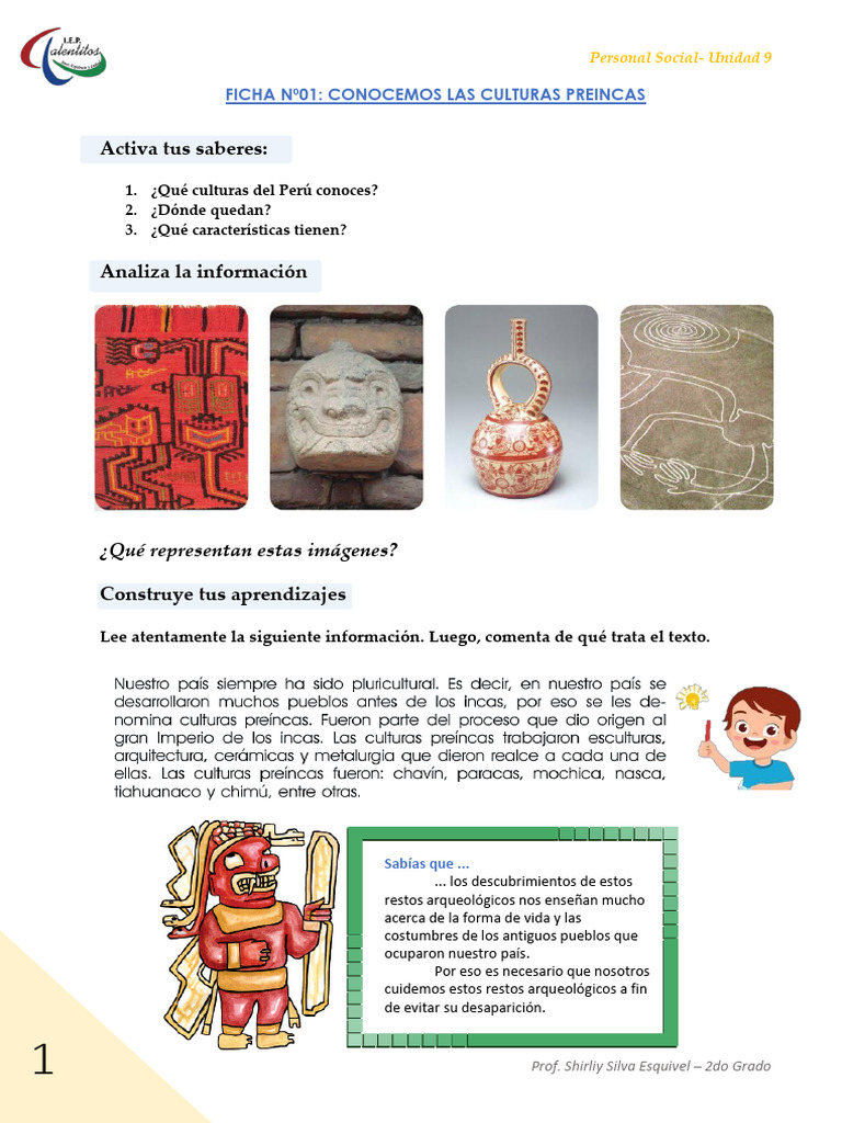 Ficha N°01 - Culturas Preincas | PDF | Era precolombina | Andes