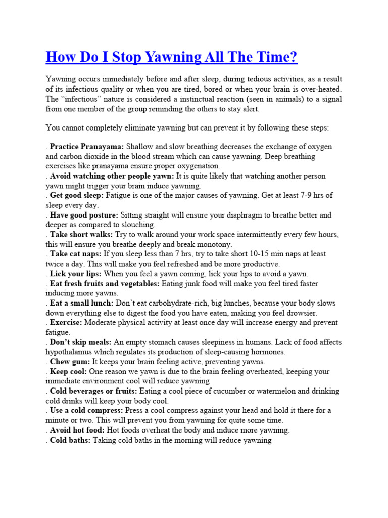 Effective Ways to Stop Yawning | PDF | Eating | Breathing