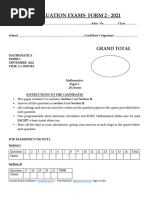 Mathematics Form 1 - Question Paper | PDF | Sphere | Area