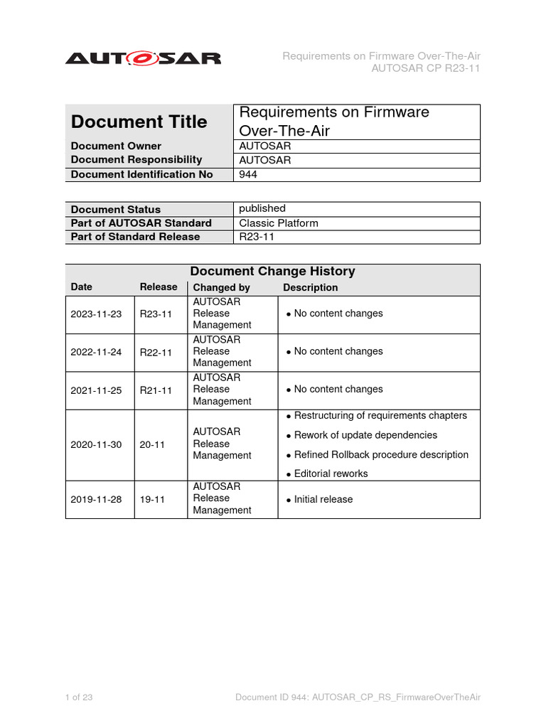 AUTOSAR CP RS FirmwareOverTheAir | PDF | Flash Memory | Interface (Computing)