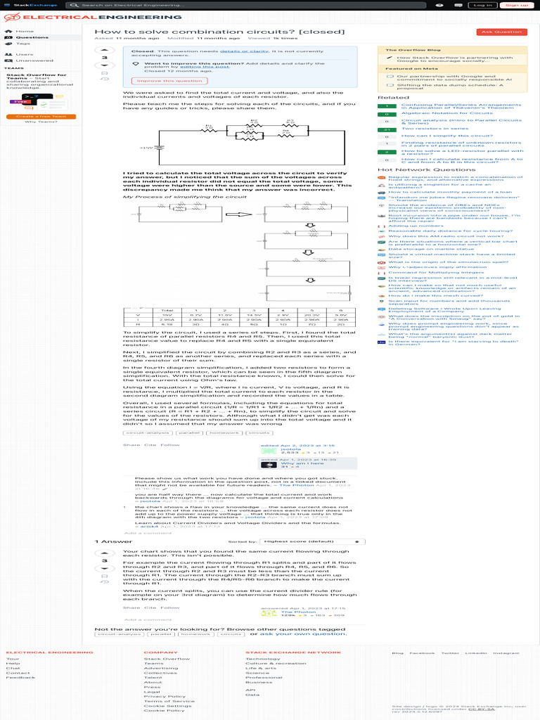 parallel - How to solve combination circuits - Electrical Engineering Stack Exchange | PDF ...