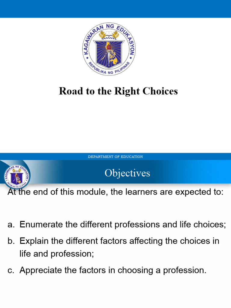 Module-1-Road To The Right Choices | PDF | Personality Type | Family