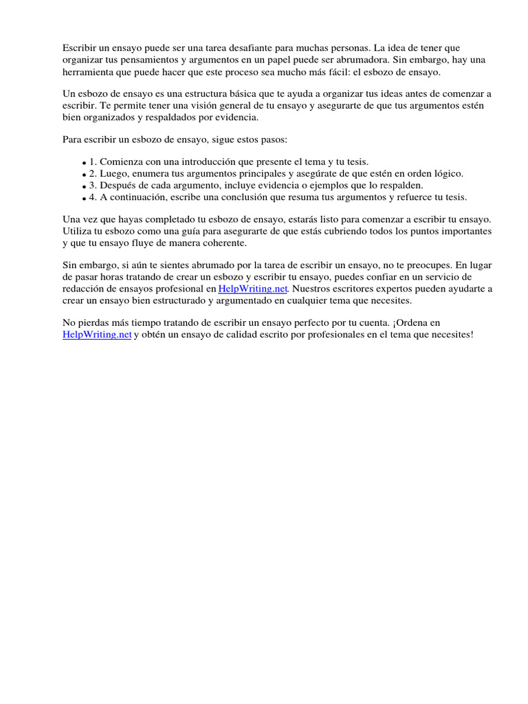 Cómo Escribir Un Esbozo De Ensayo Pdf Scribd Websites