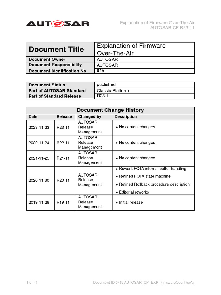 AUTOSAR_CP_EXP_FirmwareOverTheAir | PDF | Booting | Flash Memory