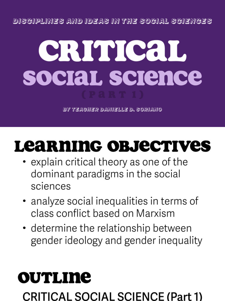 DISS 6 - Critical Social Science (Part 1) | PDF