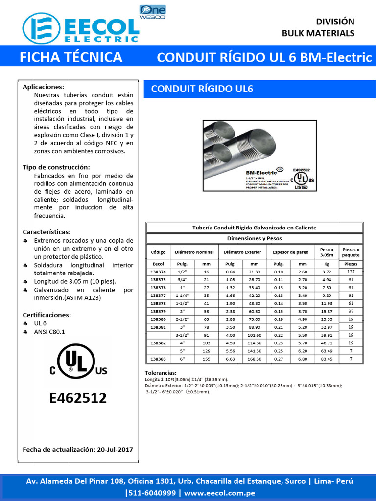 Tuberia Conduit Rígida Ul6-Union-Curva - Bm-Electric | PDF | Rieles ...