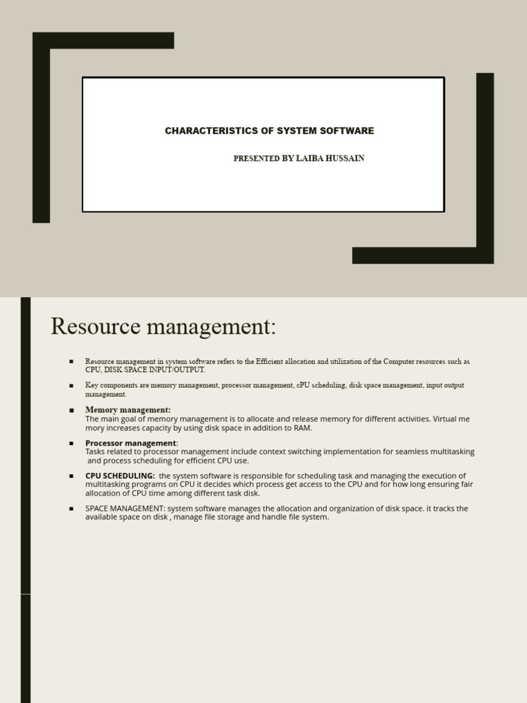 Characteristics of System Software: Presented | PDF | Computer Data Storage | Process (Computing)