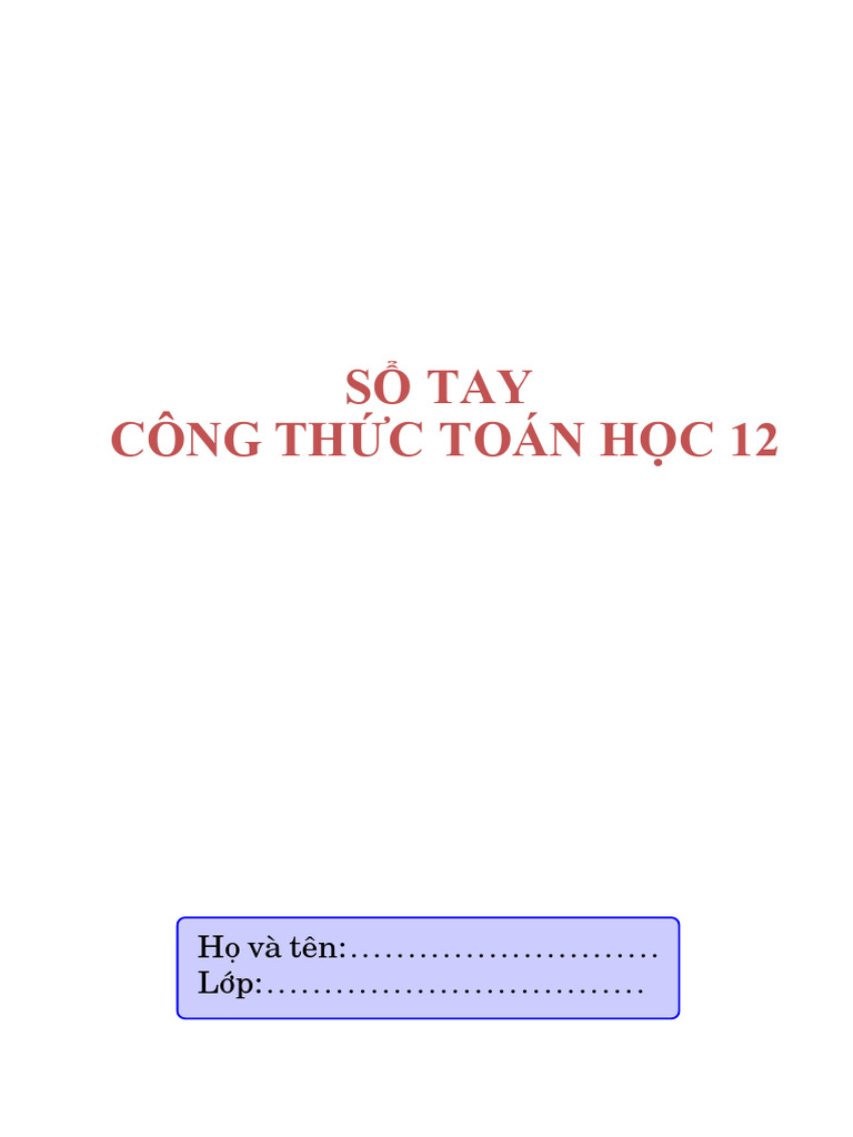So Tay Toan Hoc 12 | PDF