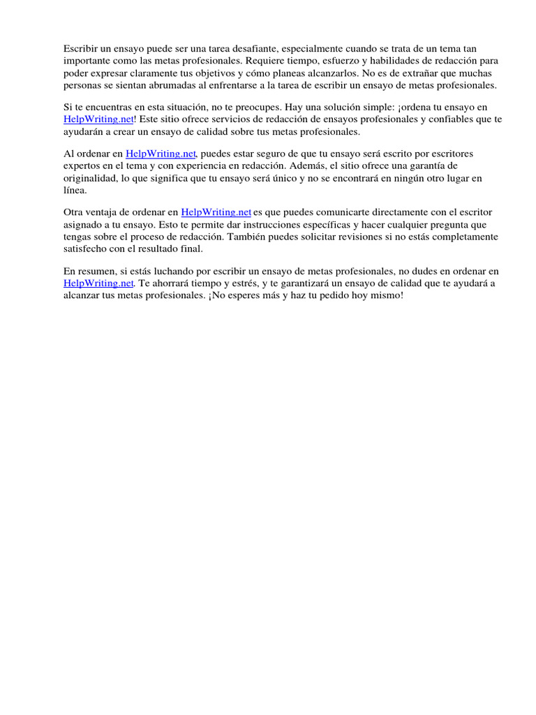 Ejemplo de Ensayo de Metas Profesionales | PDF | Scribd