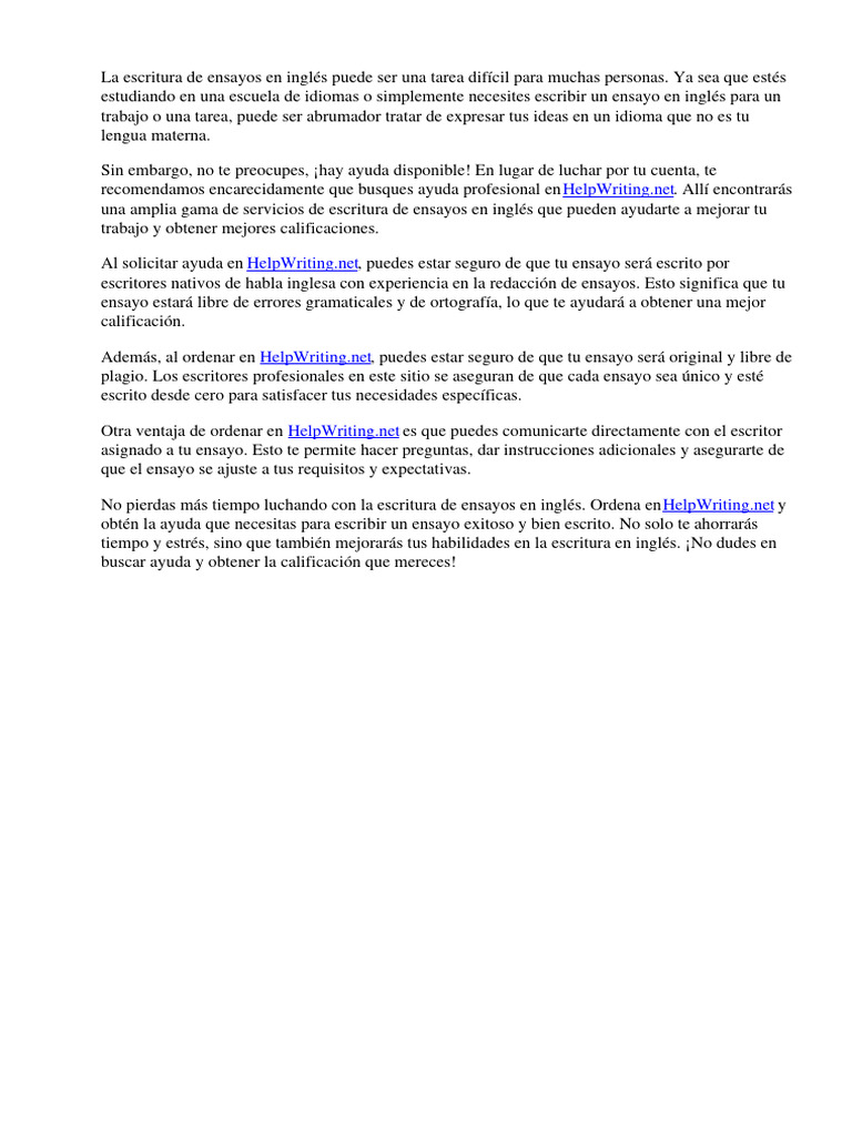 Ayuda en La Escritura de Ensayos en Inglés | PDF | Ensayos ...