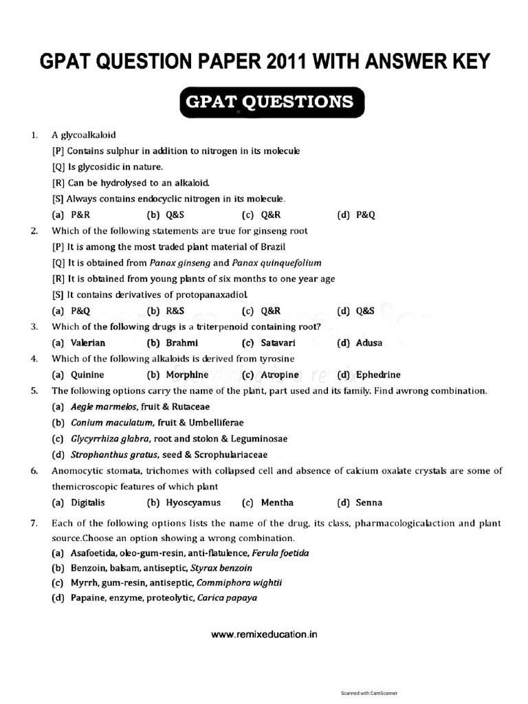 Gpat Question Paper 2011 | PDF