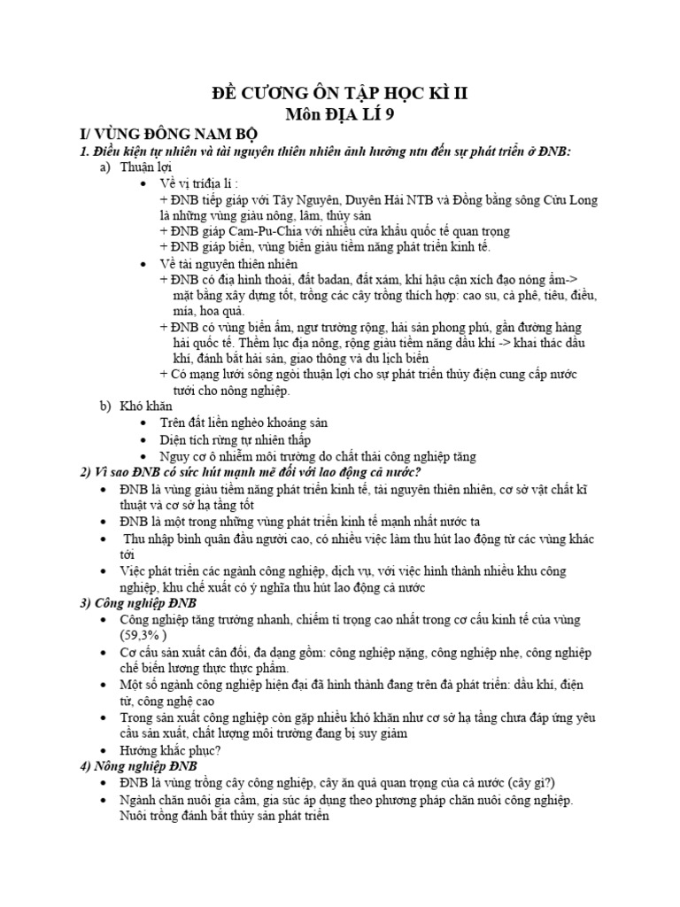 De Cuong Dia Li HK2 Lop 9 20162017 | PDF