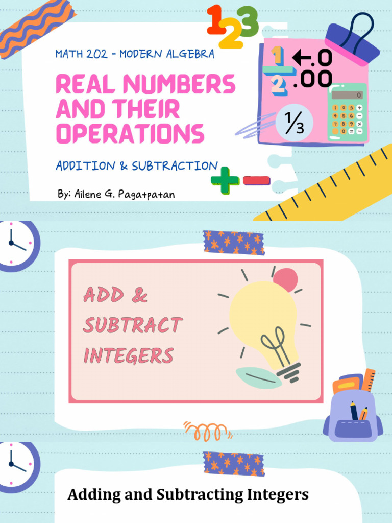 Real Numbers and Their Operations Addition and Subtraction | PDF ...