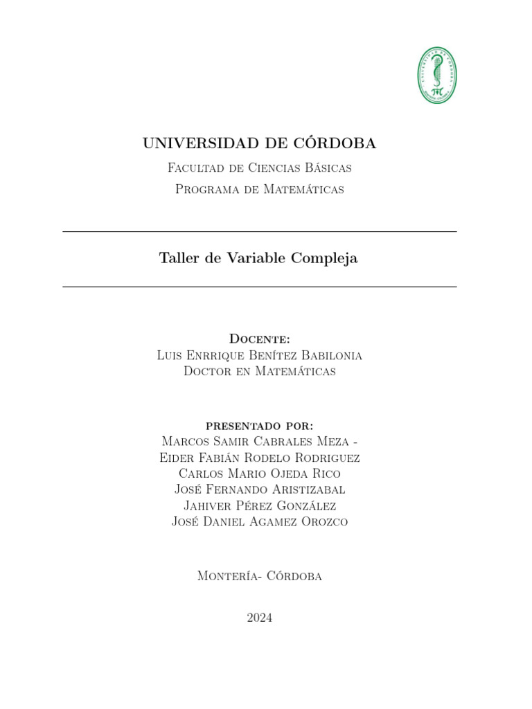 Ejercicios de Variable Compleja | PDF | Matemáticas | Análisis matemático