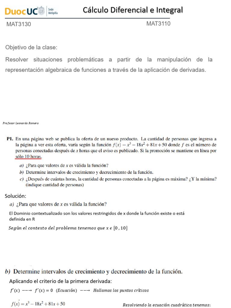 Problema de Aplicaciones de La Derivada (Máximos y Mínimos | PDF | Derivado | Funciones y mapeos