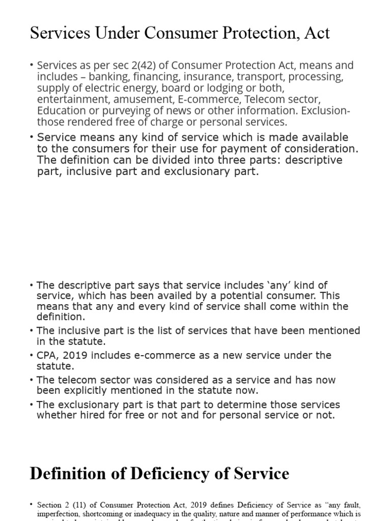 Services Under Consumer Protection, Act | Download Free PDF | Common ...