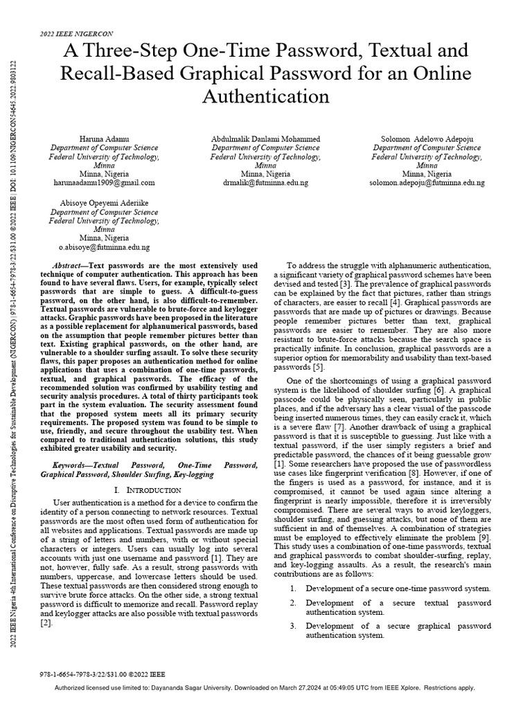 Secure Multi-Step Password System | PDF | Password | Usability