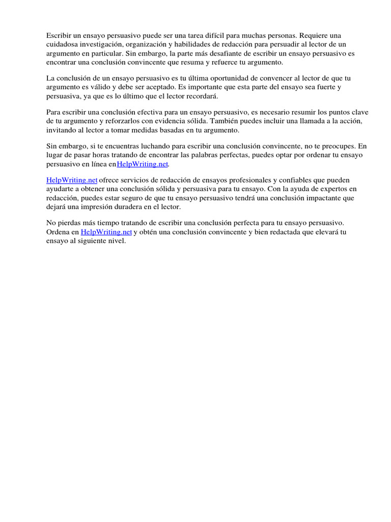 Conclusión para Ensayos Persuasivos | PDF | Ensayos | Comunicación humana