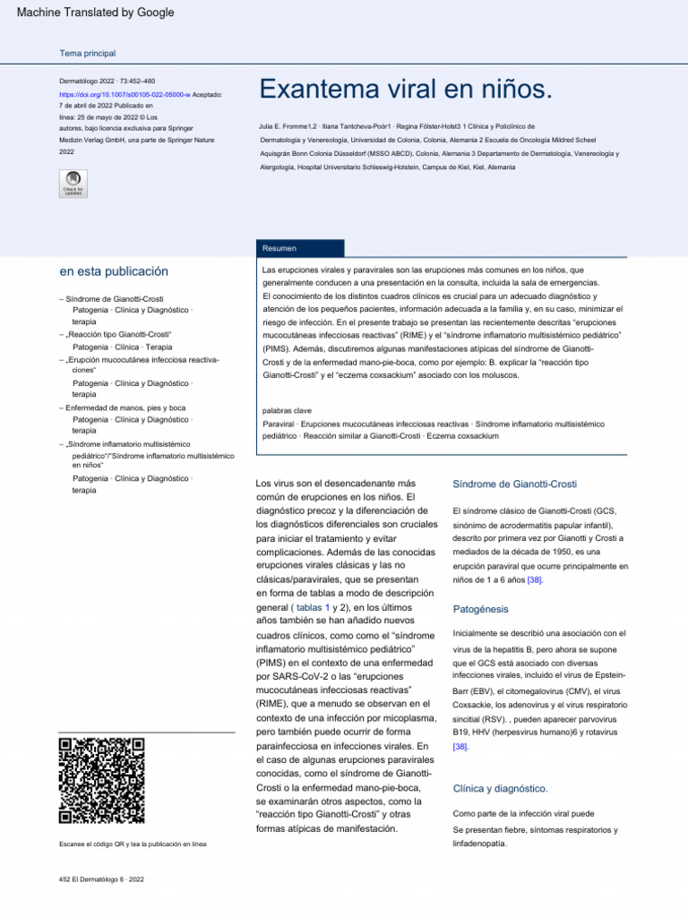Exantema Viral en Niños.: en Esta Publicación | PDF | Sarampión | Neumonía
