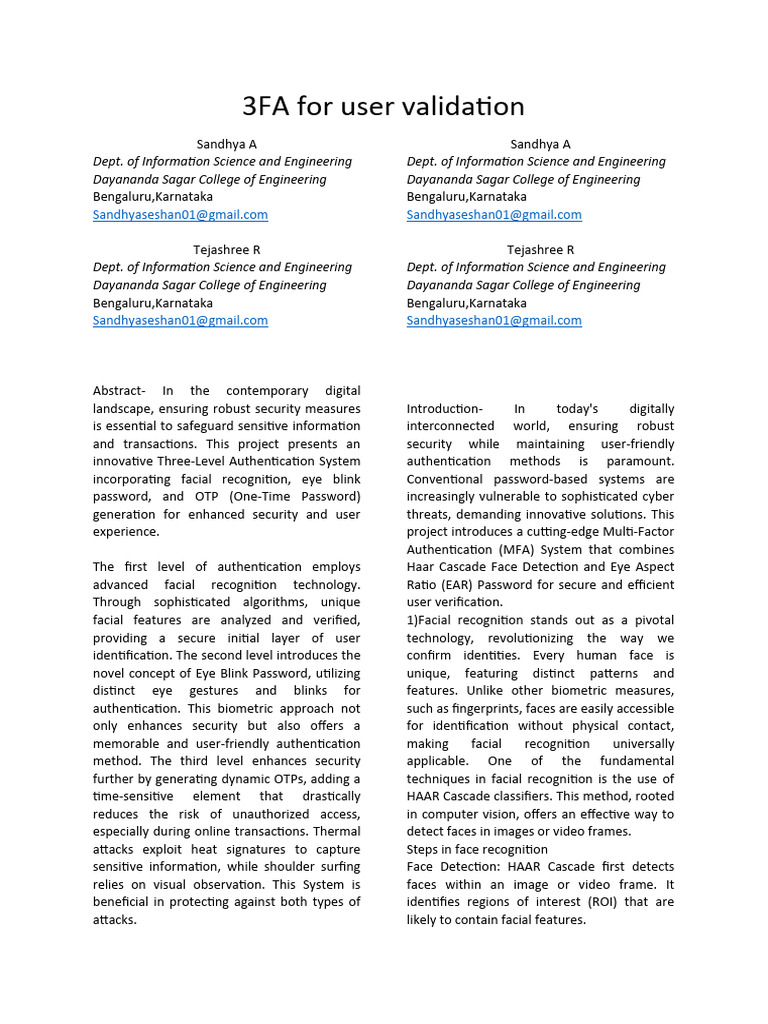 Survey Paper | PDF | Authentication | Biometrics