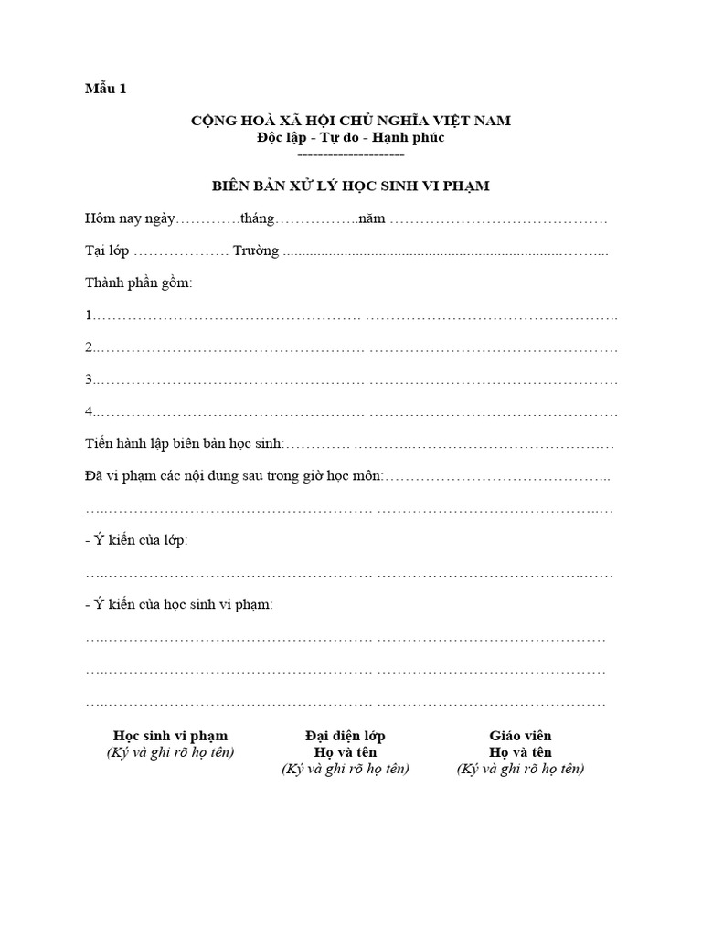 Bien Ban Xu Ly Vi Pham | PDF