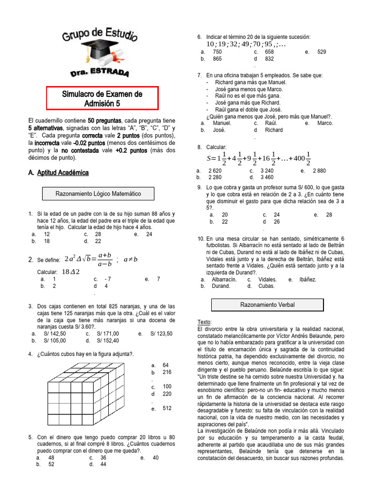 Simulacro 5 | PDF | Mitosis