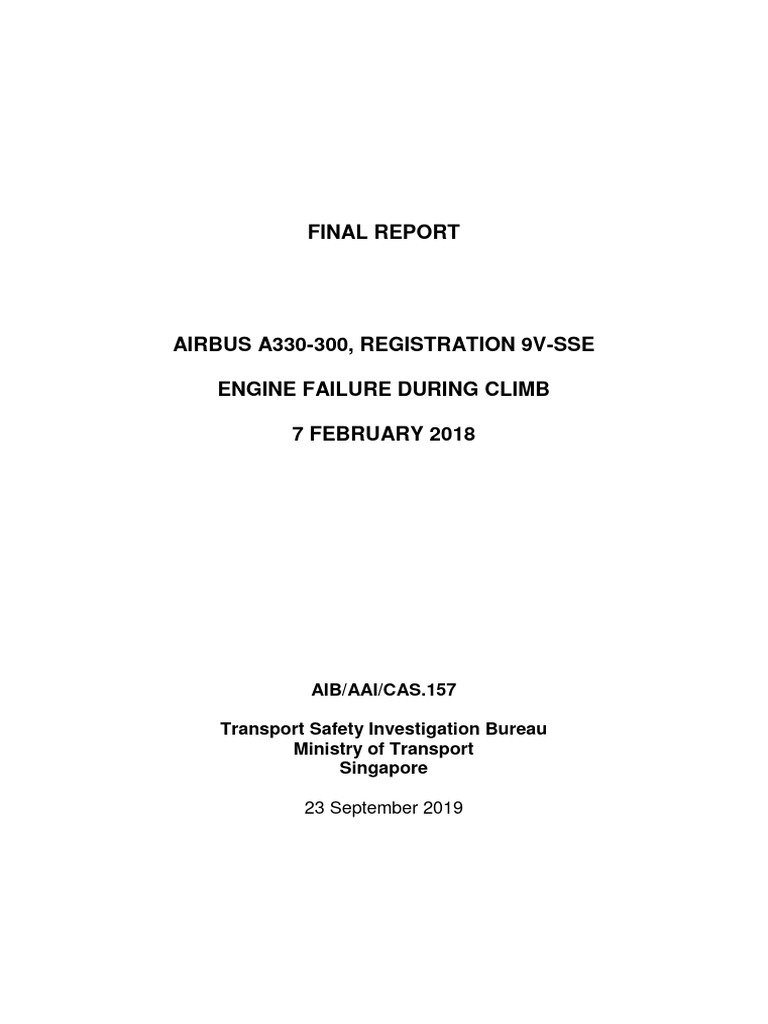 A330-300 Engine Failure Investigation | PDF | Aviation Accidents And ...