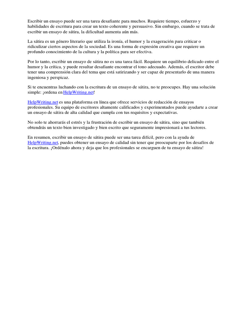 Ejemplos de Un Ensayo de Sátira | PDF | Ensayos | Sátira