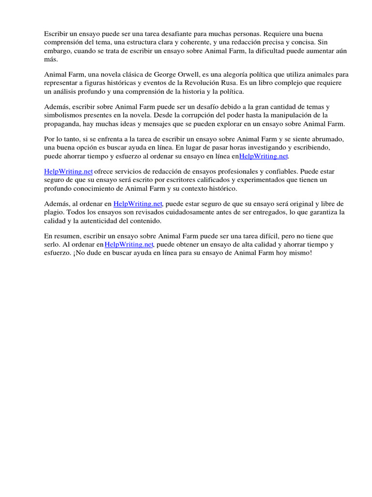 Ensayo de Animal Farm | PDF | History | Young Adult