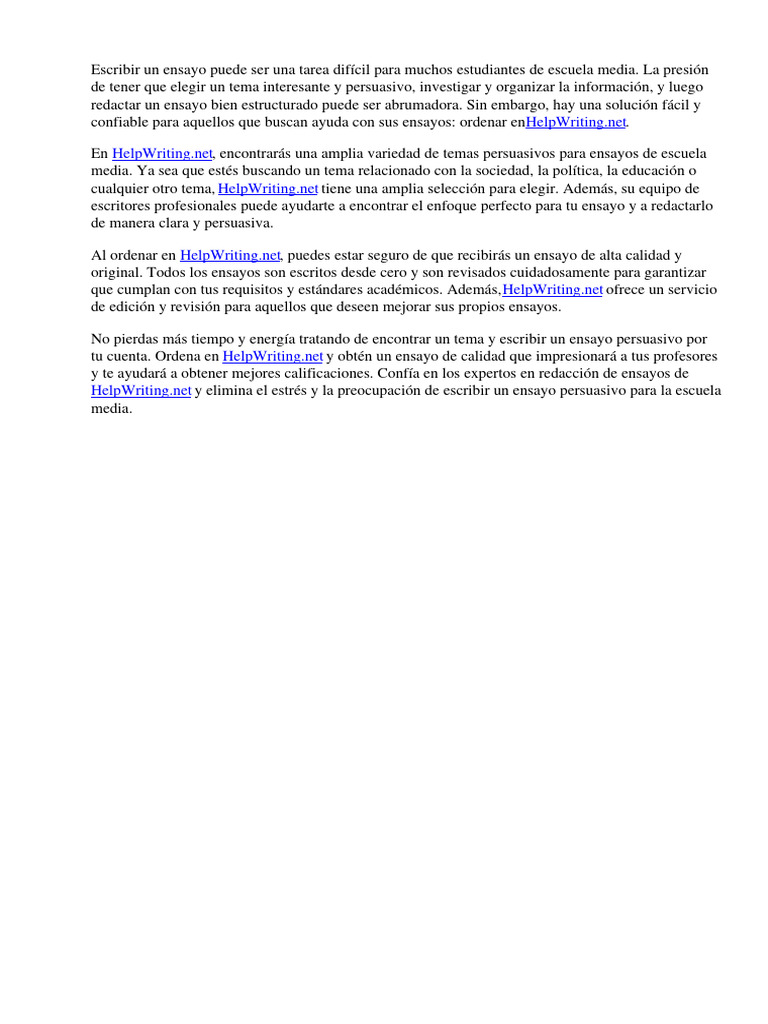 Temas Persuasivos Para Ensayos de Escuela Media | PDF | Websites ...