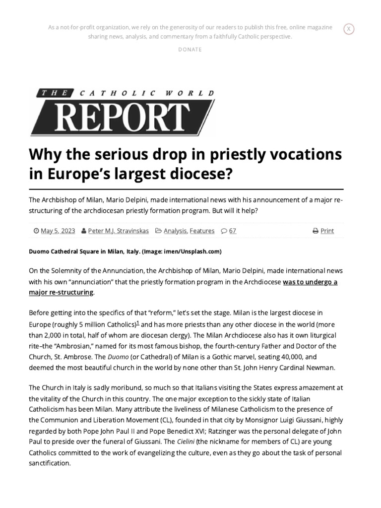 Why The Serious Drop in Priestly Vocations in Europes Largest Diocese - Catholic World Report ...